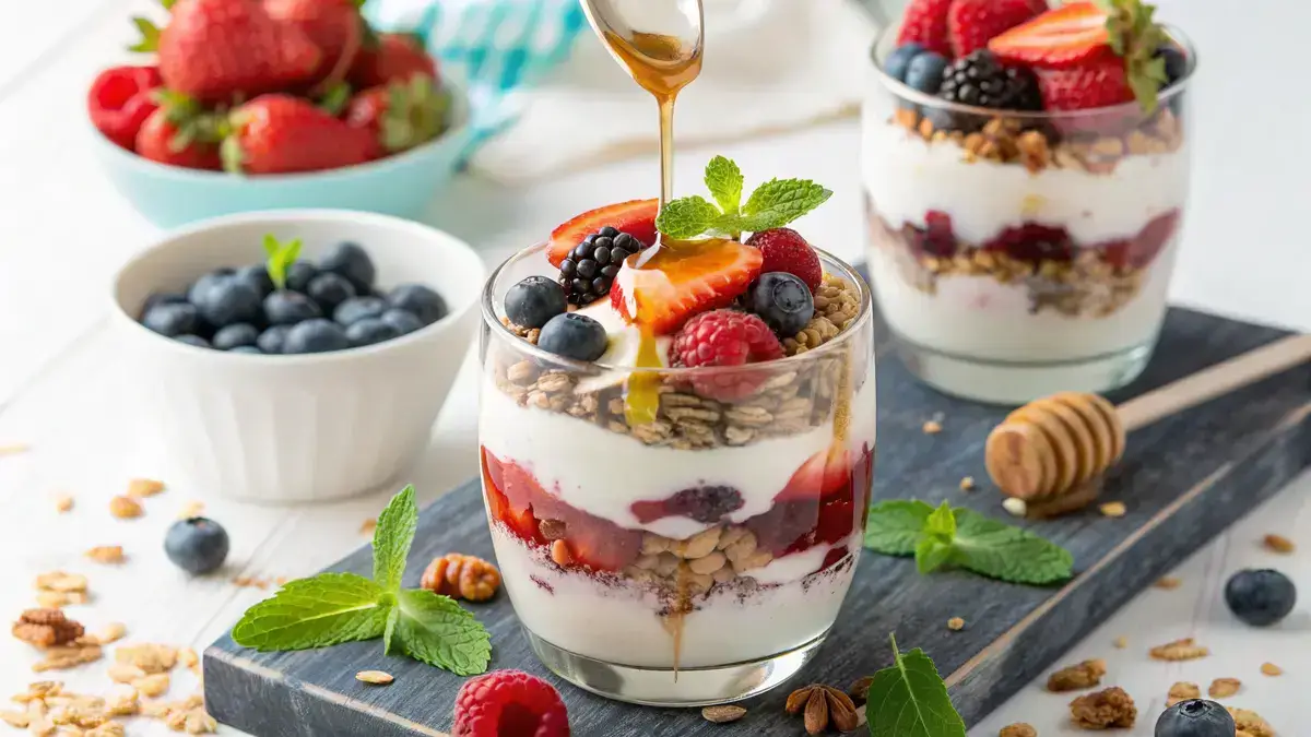 Easy Yogurt Parfait with Granola & Fresh Fruit – Healthy Breakfast Recipe